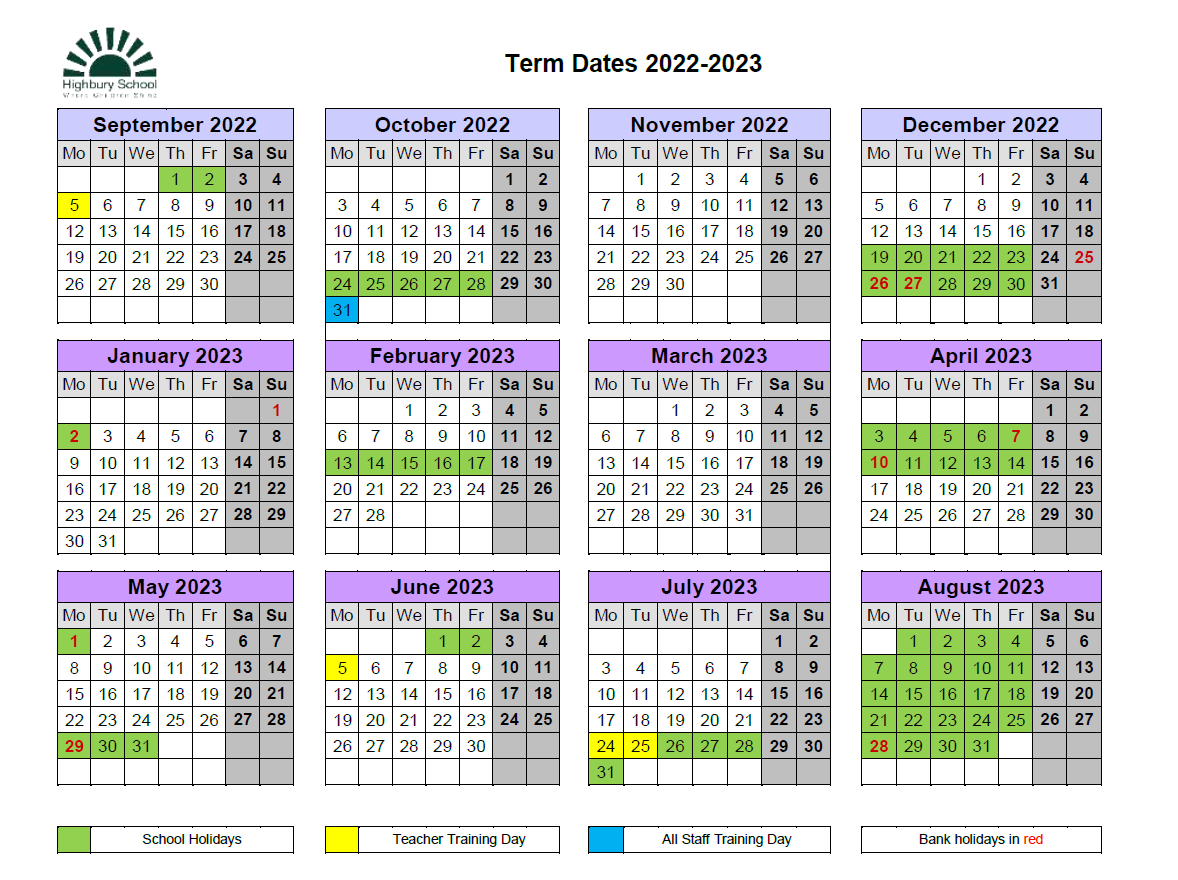 Term Dates & Hours